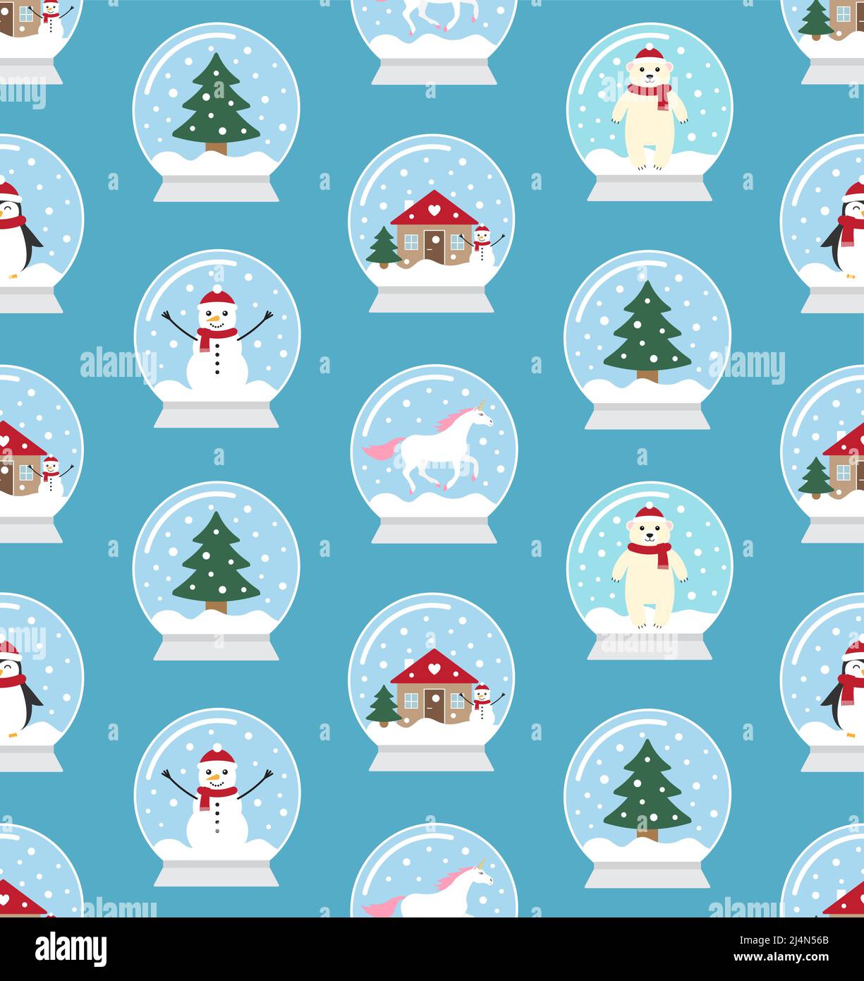 Vector seamless pattern of different flat cartoon snowball isolated on ...