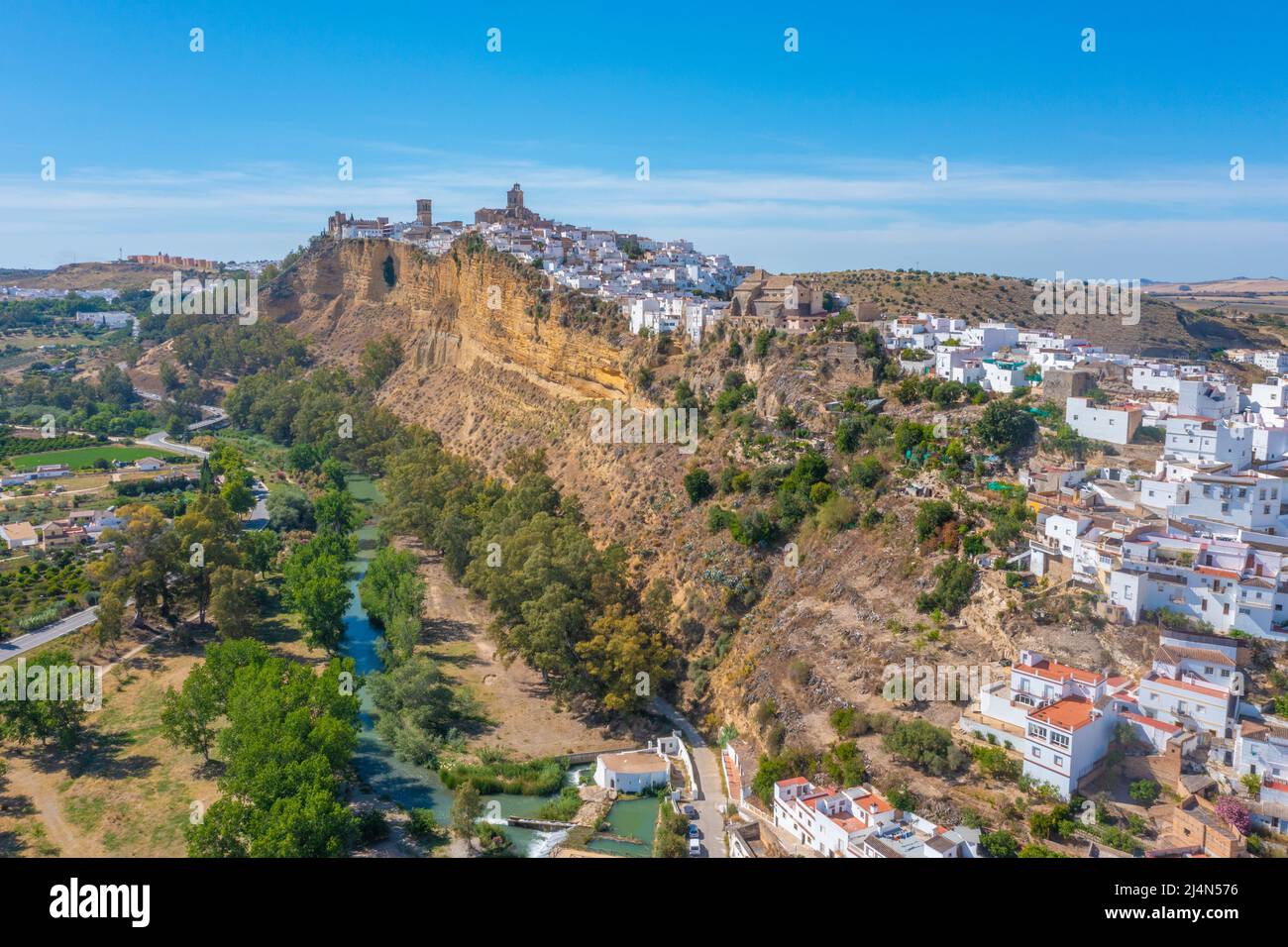 Arcos de la Frontera, one of famous pueblos blancos, in Spain Stock ...