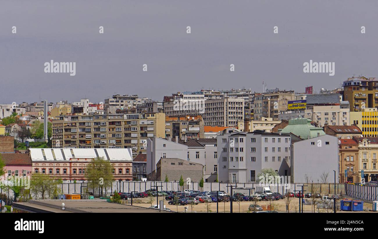 Belgrade, Serbia - April 11, 2018: Residential buildings and houses in ...