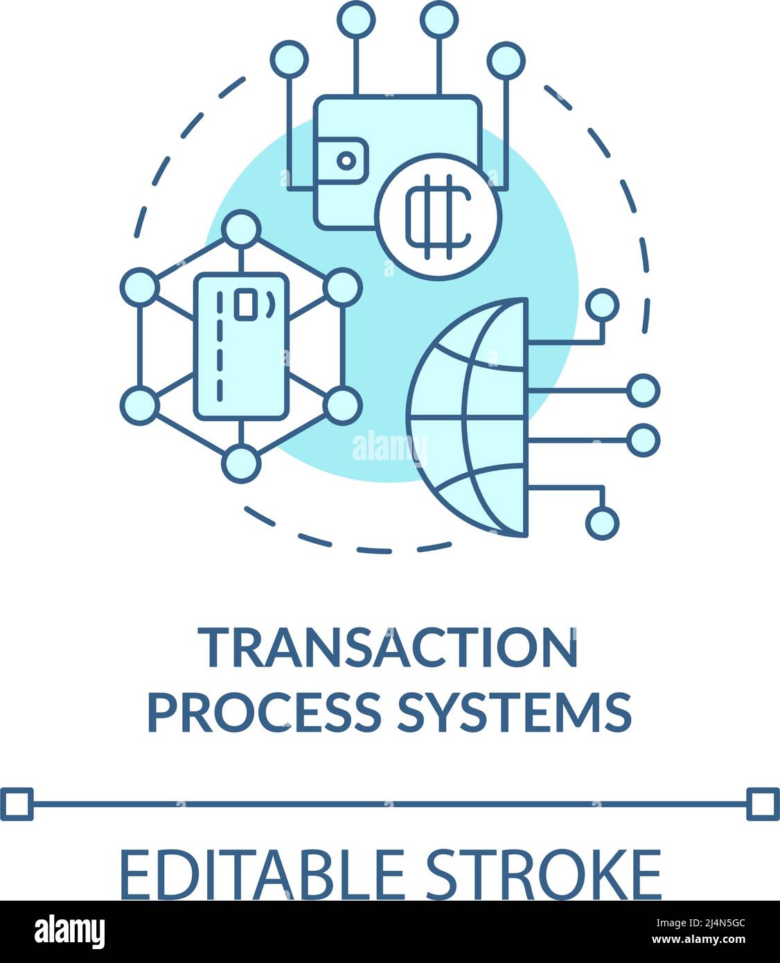 Transaction process systems turquoise concept icon Stock Vector Image ...