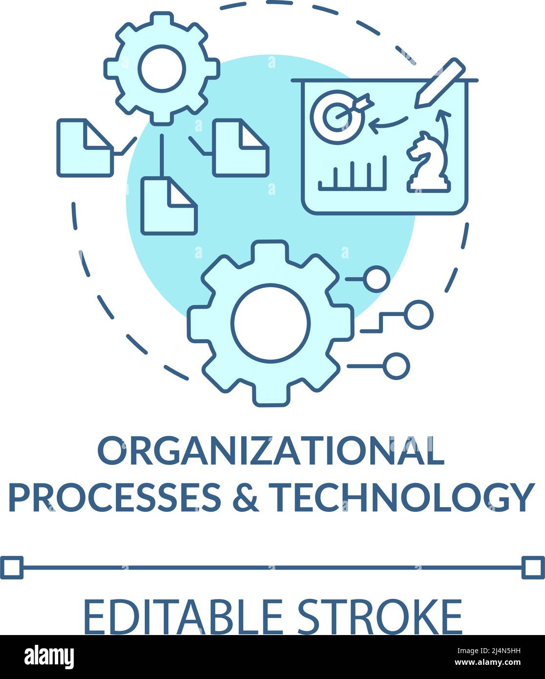 Organizational processes and technology turquoise concept icon Stock ...