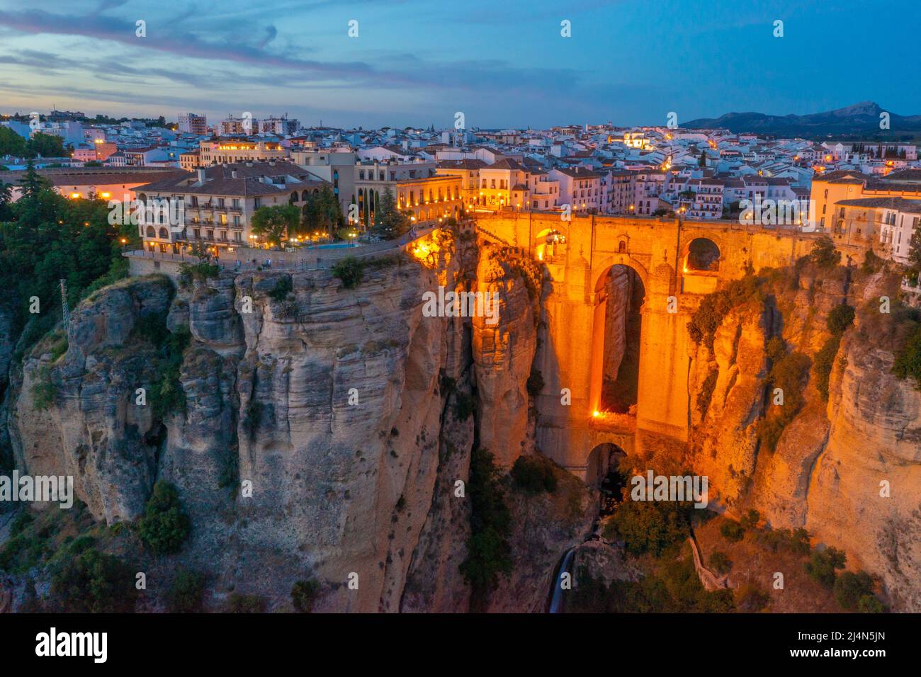 Sunset aerial view of Spanish town Ronda Stock Photo - Alamy