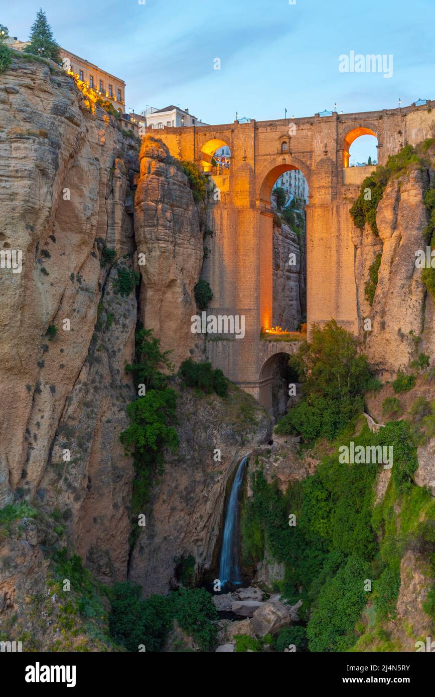 Sunset view of Puente nuevo bridge in Spanish town Ronda Stock Photo - Alamy