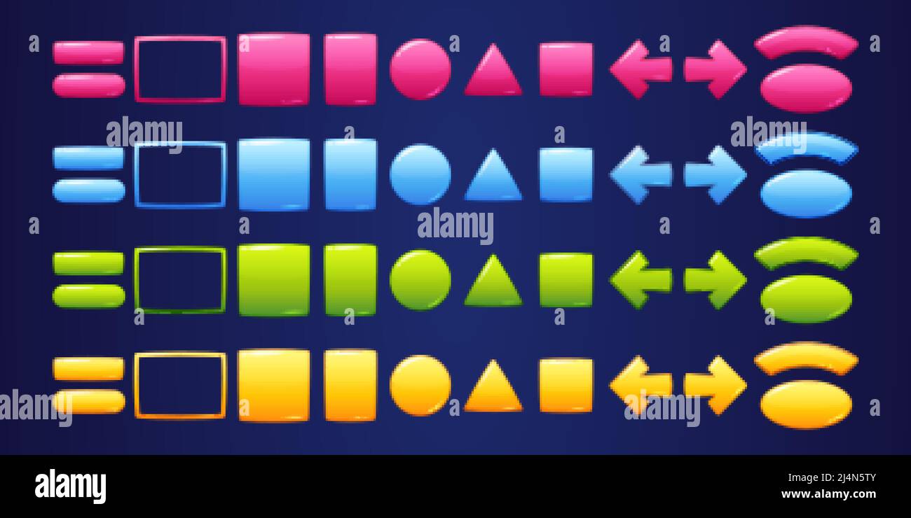 Glossy geometric buttons and frames for game or web user interface ...