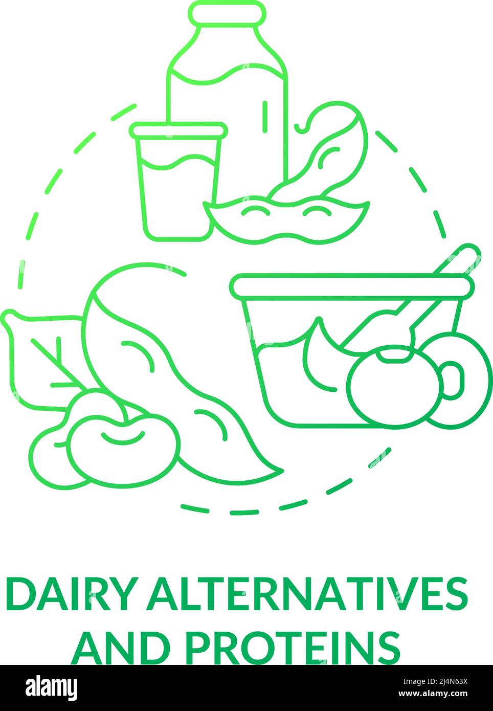 Dairy alternatives and proteins green gradient concept icon Stock ...
