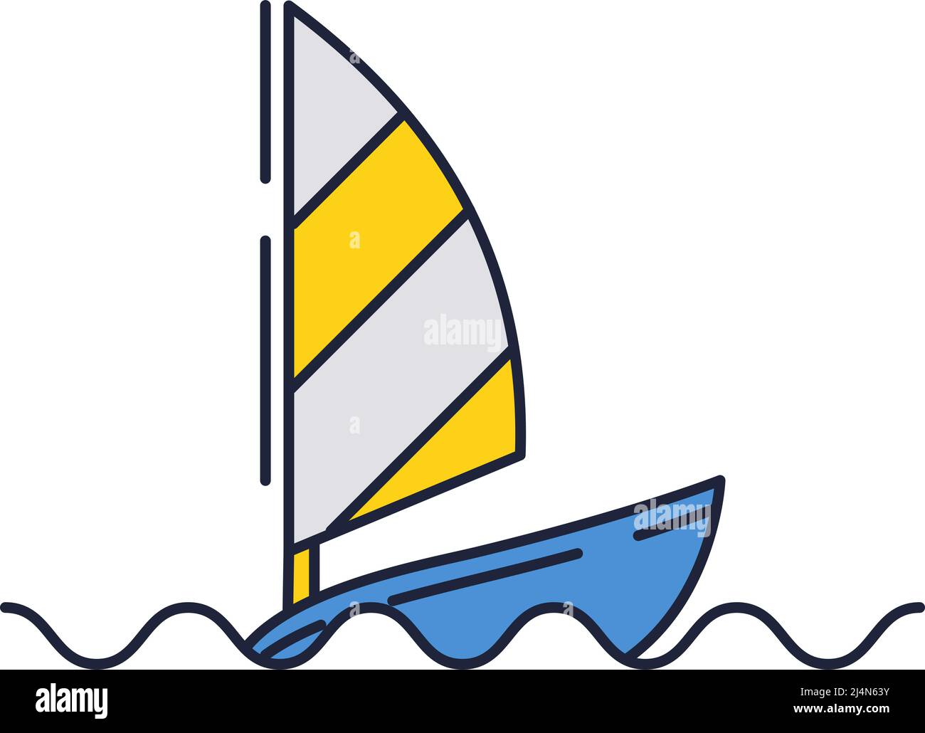 Windsurfing icon vector sail boat floating on wave Stock Vector Image ...