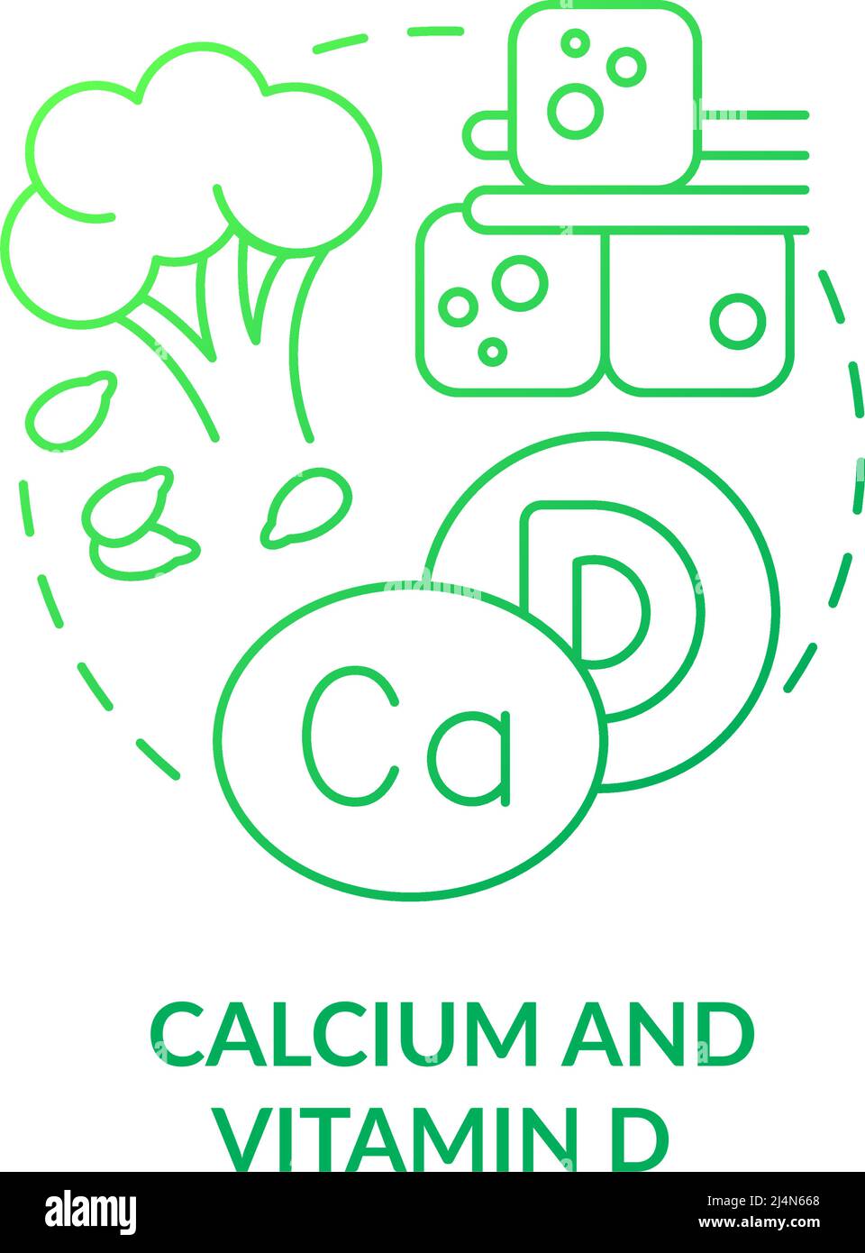 Calcium and vitamin D green gradient concept icon Stock Vector Image ...