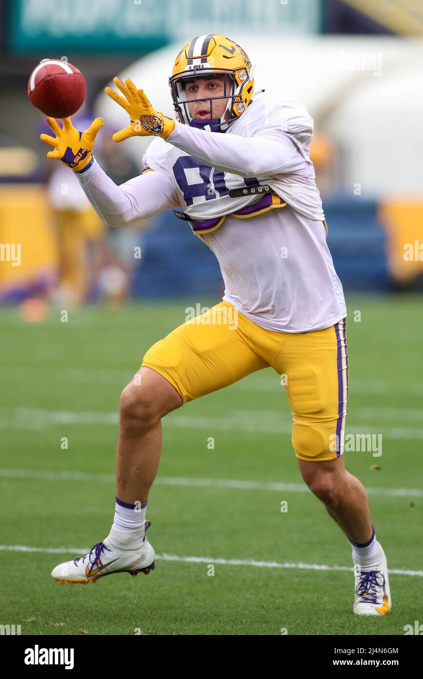 Baton Rouge, LA, USA. 16th Apr, 2022. LSU wide receiver Jack Bech (80 ...