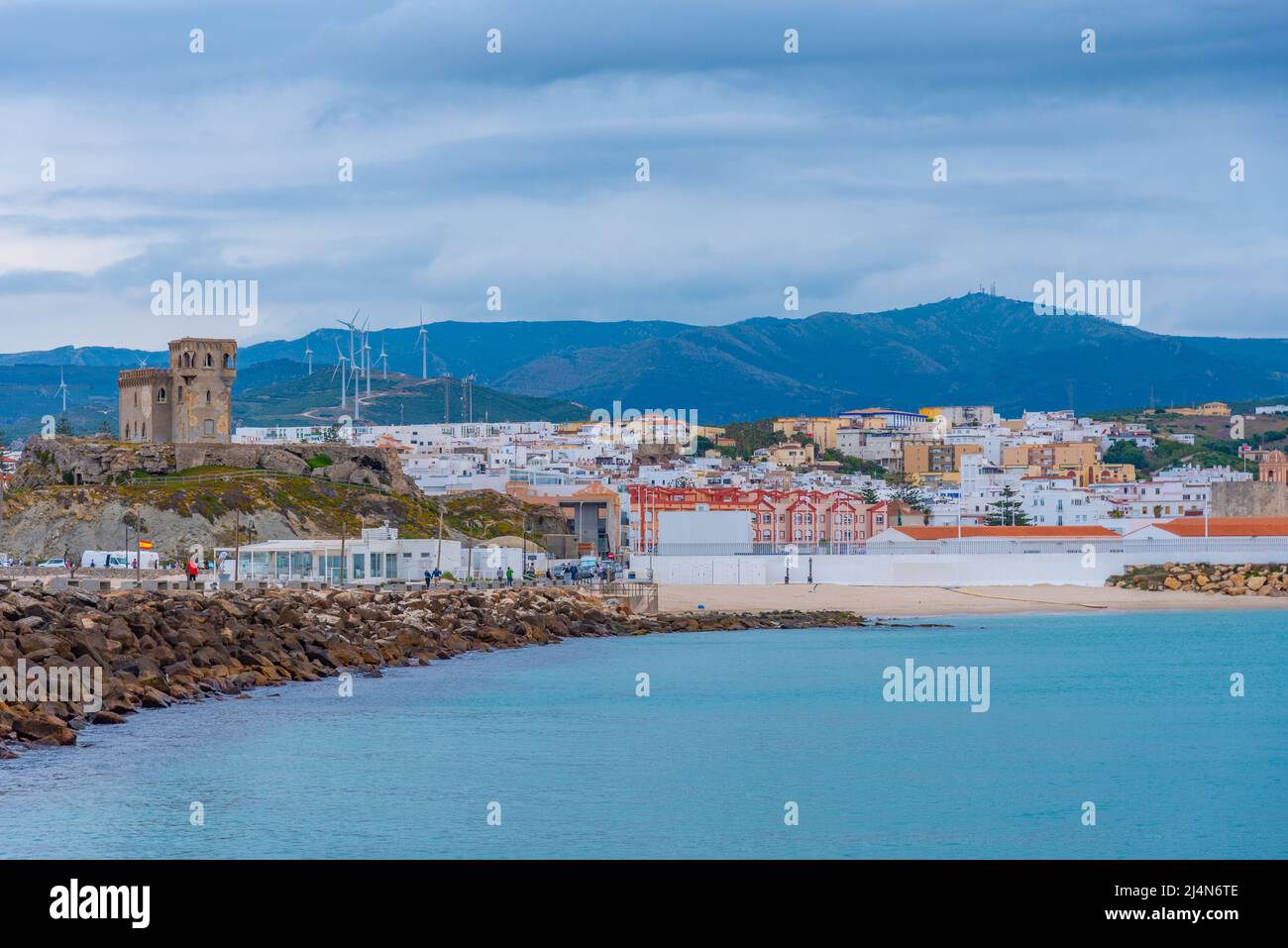 Seaside view of Spanish town Tarifa Stock Photo - Alamy