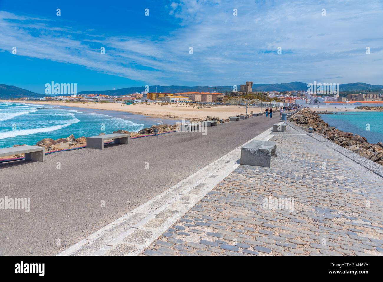 Seaside view of Spanish town Tarifa Stock Photo - Alamy