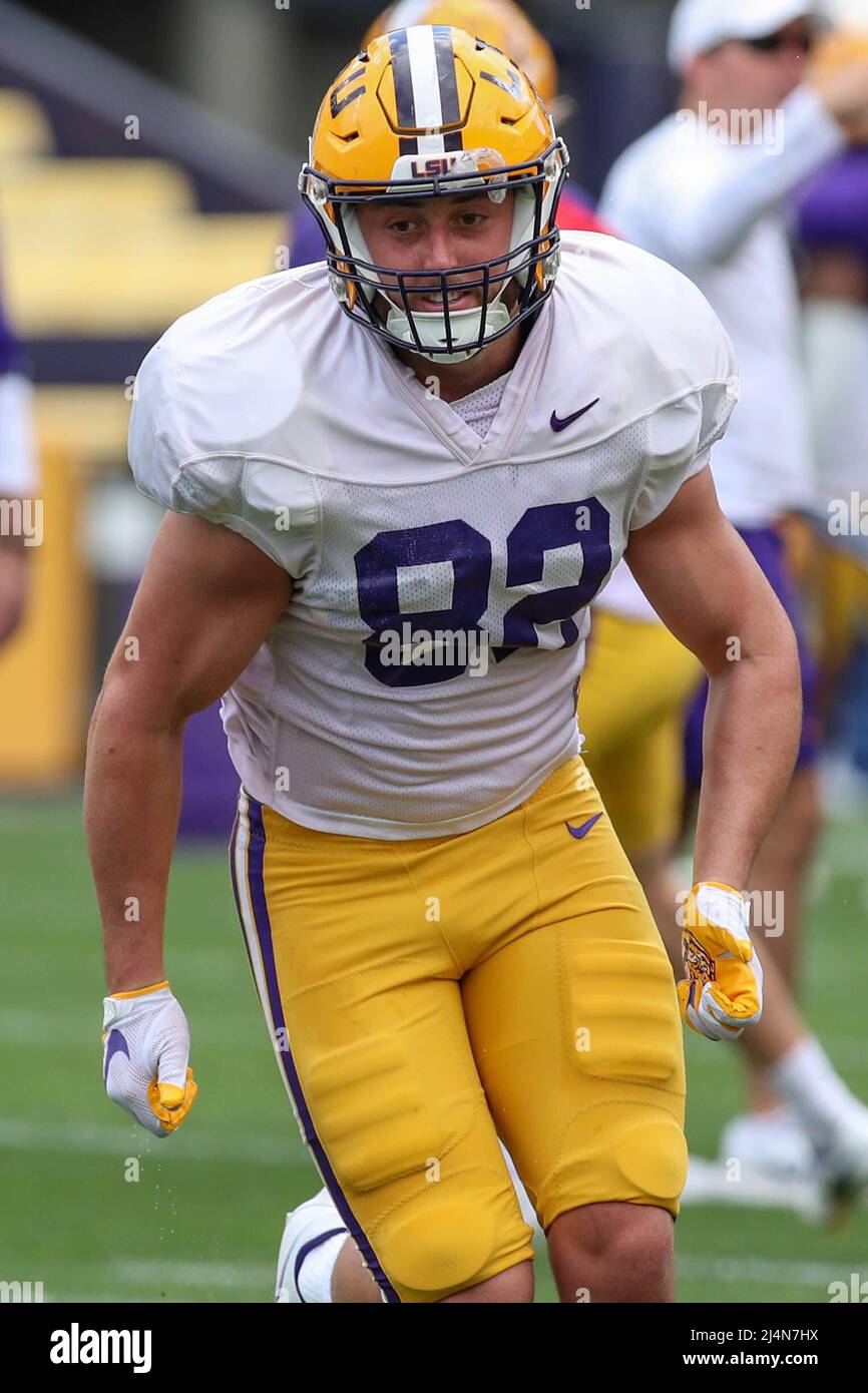 April 16, 2022: LSU tight end Jack Mashburn (82) runs a route during ...