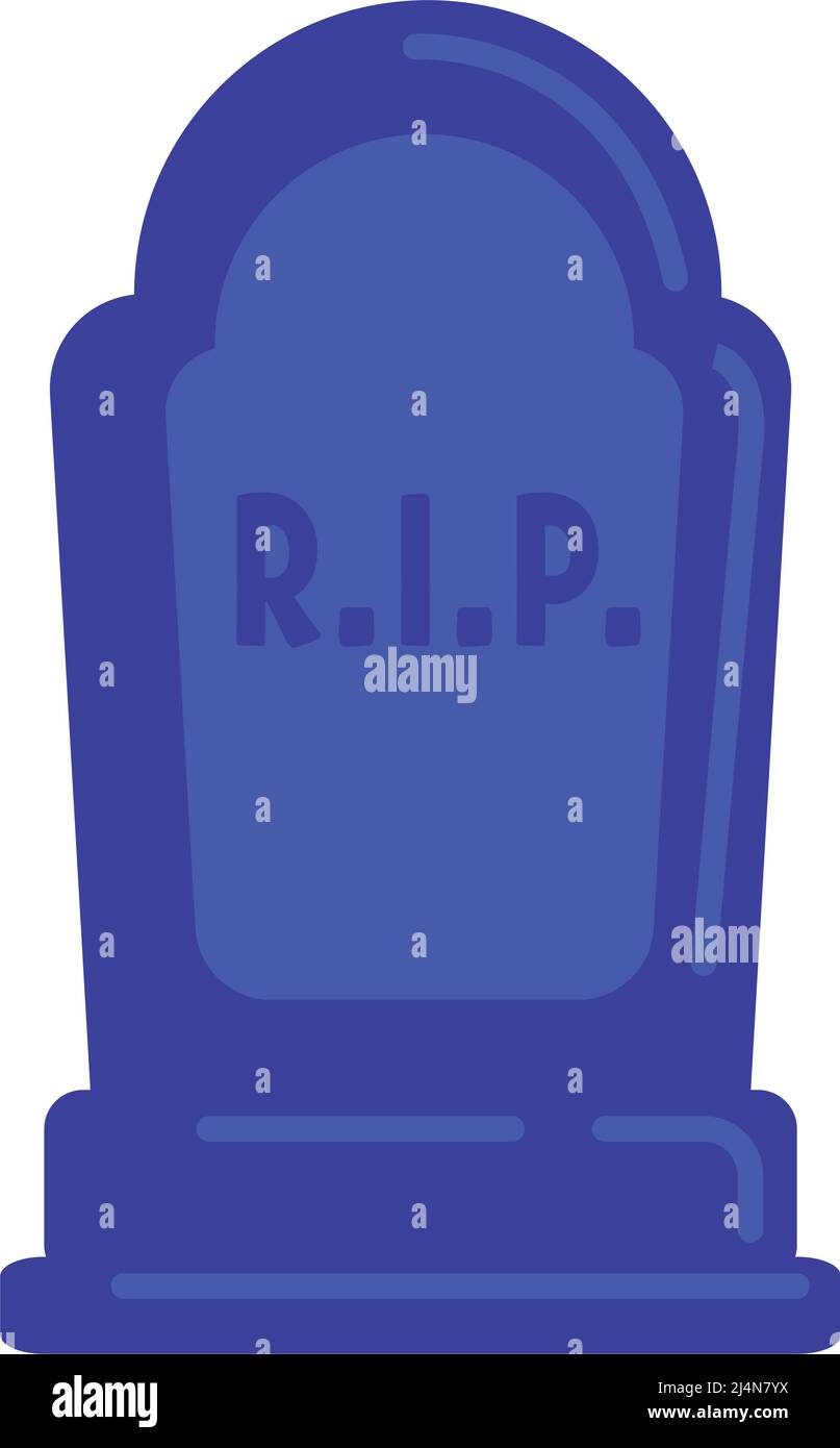 Dark blue tombstone rip sign semi flat color vector object Stock Vector ...