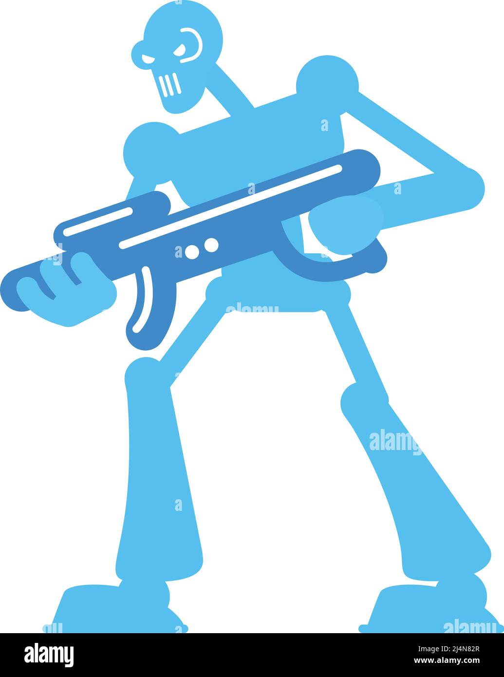 Angry cyborg with firearm semi flat color vector character Stock Vector ...