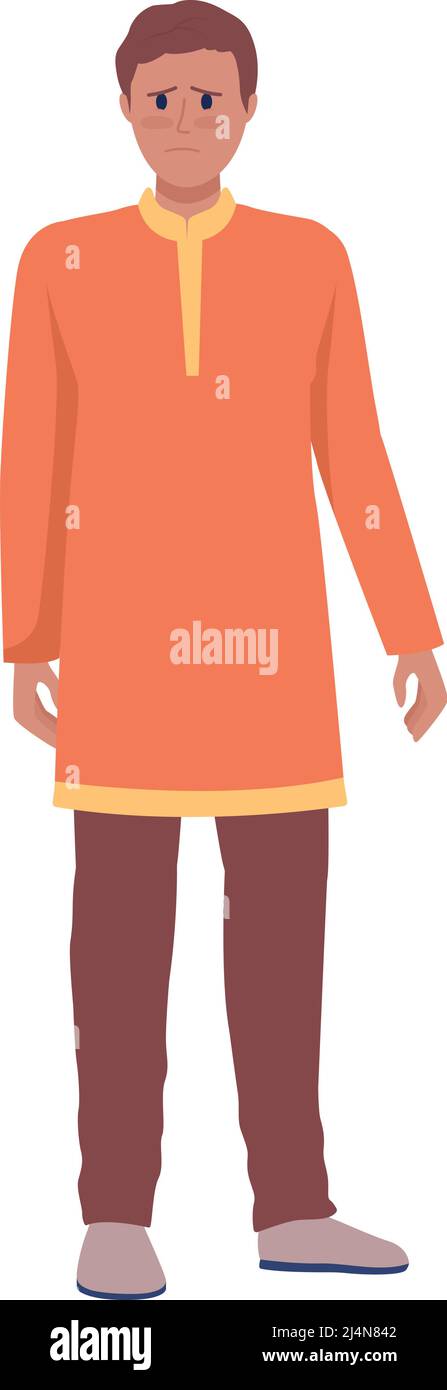 Male war victim waiting for evacuation semi flat color vector character ...