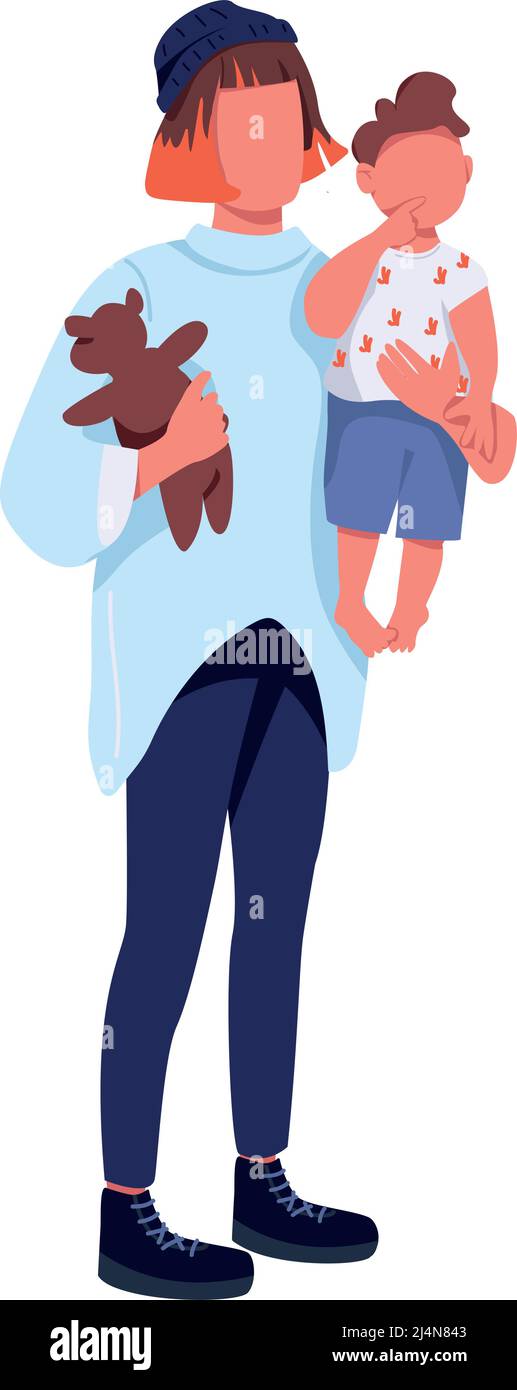 Modern mother with baby semi flat color vector characters Stock Vector ...