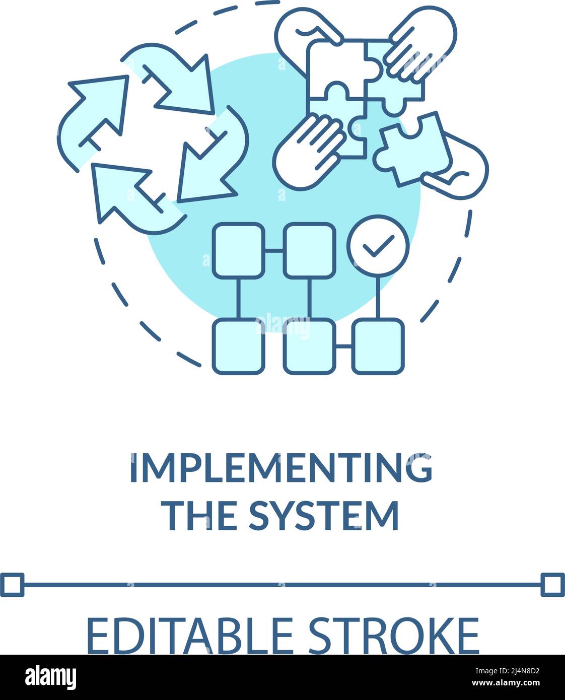 Implementing system turquoise concept icon Stock Vector Image & Art - Alamy