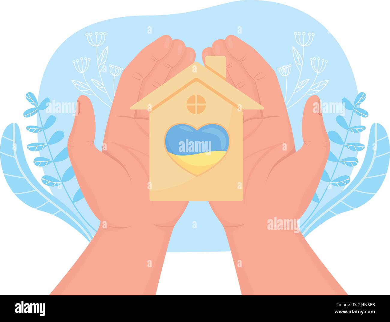 Facility providing relief to Ukrainian refugees 2D vector isolated ...