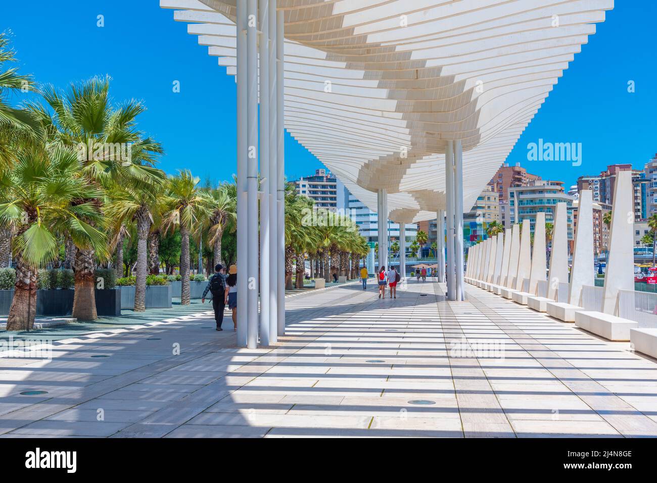 paseo del muelle uno promenade in spanish city malaga Stock Photo - Alamy