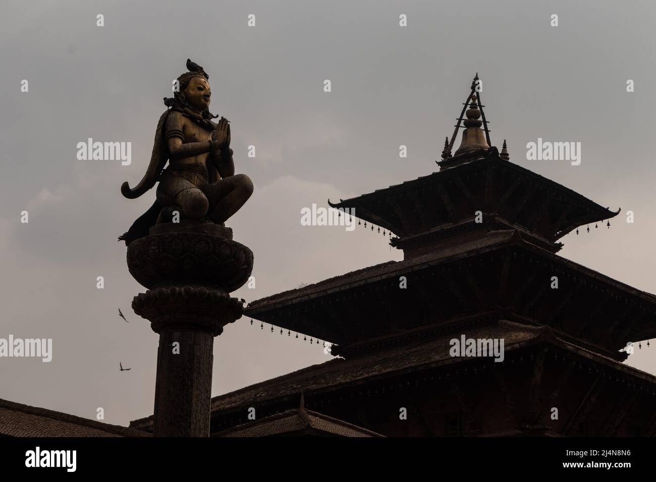 The Garuda Statue in the hand gesture of Namaste for greeting, in Patan ...