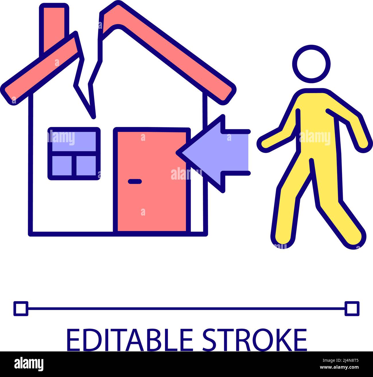 Returning to damaged home RGB color icon Stock Vector Image & Art - Alamy