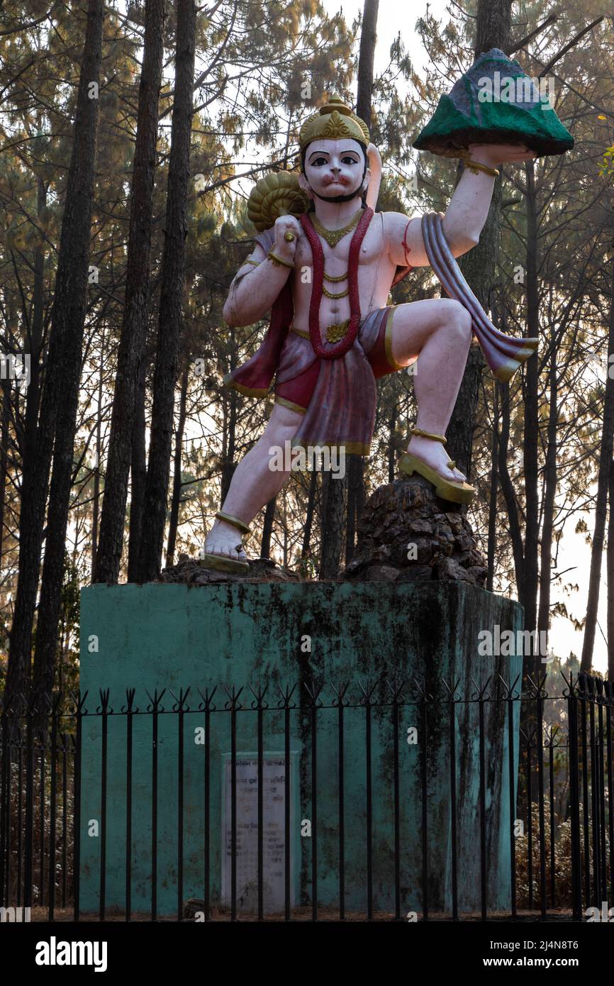The statue of Lord Hanuman located at Shreenagar, Tansen, Palpa Stock ...
