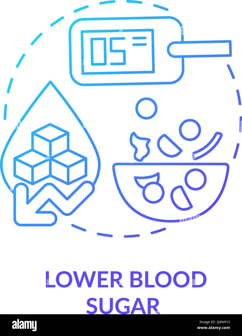 Lower blood sugar blue gradient concept icon Stock Vector Image & Art - Alamy