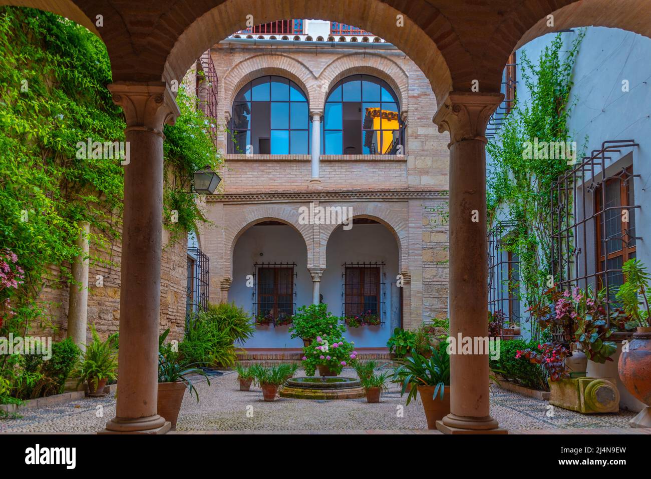 view of a traditional-style courtyard of a house in the spanish city ...