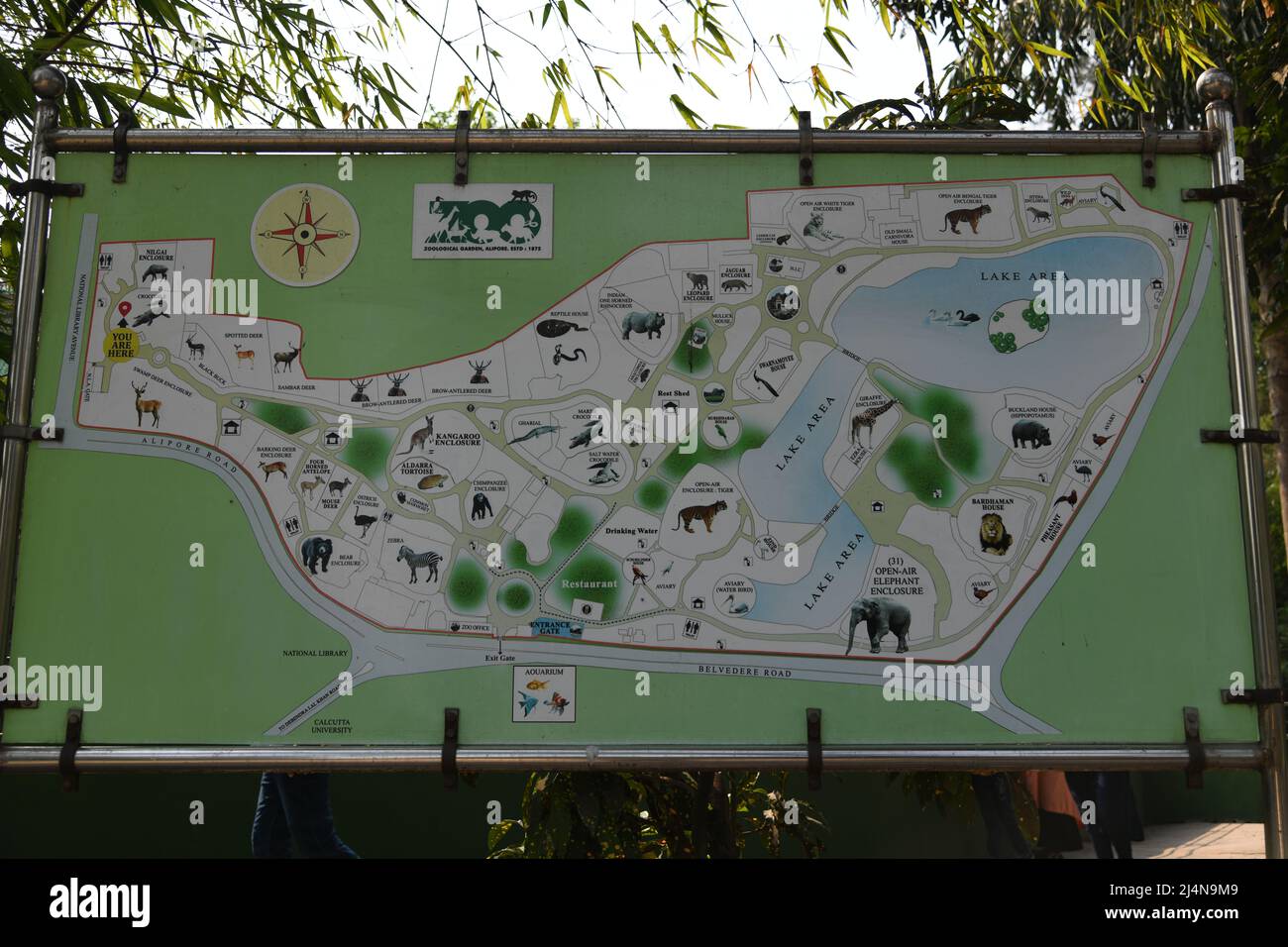 Map of the Zoological Garden, Alipore, Kolkata, West Bengal, India ...