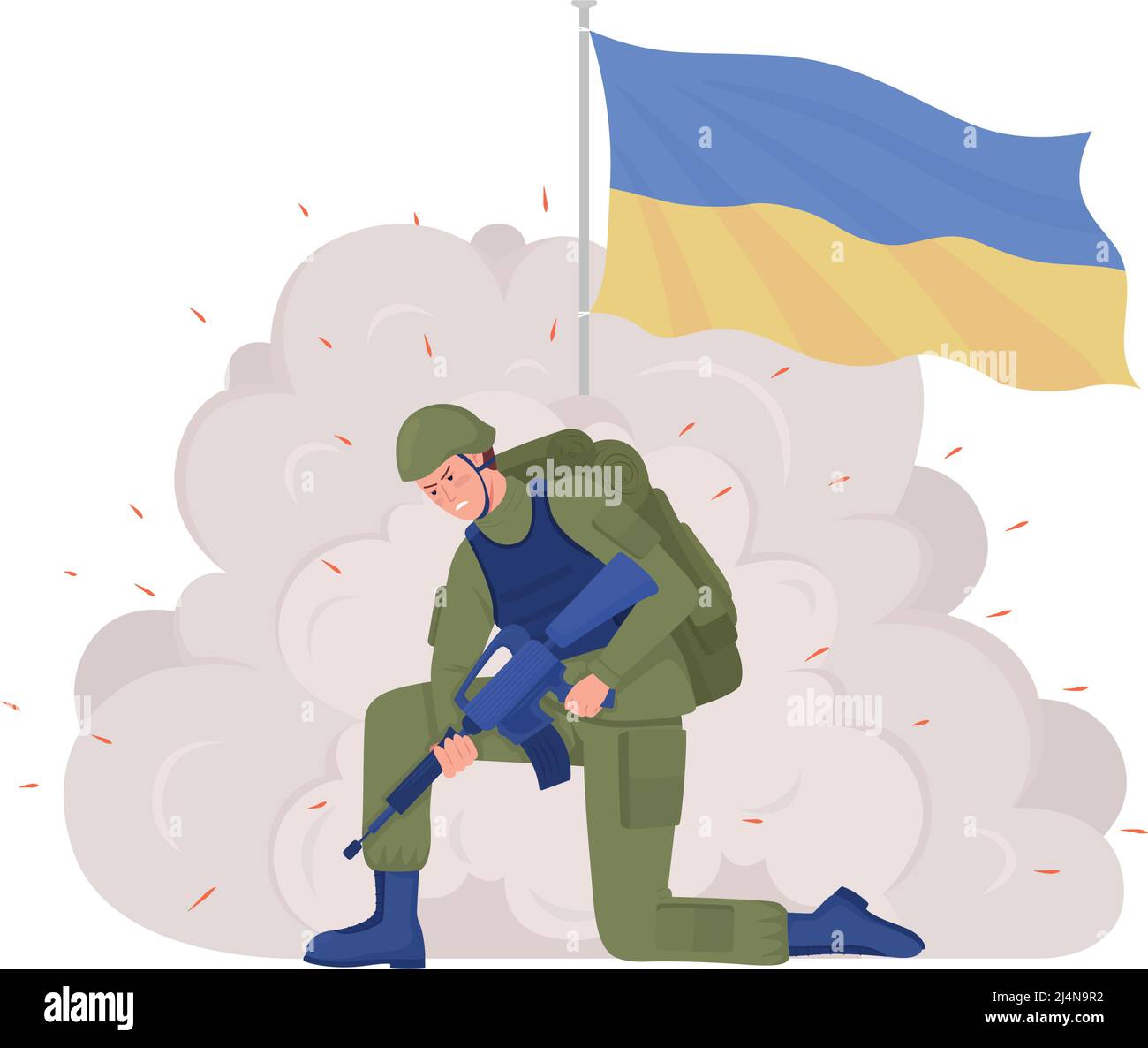 Ukraine armed forces 2D vector isolated illustration Stock Vector Image ...