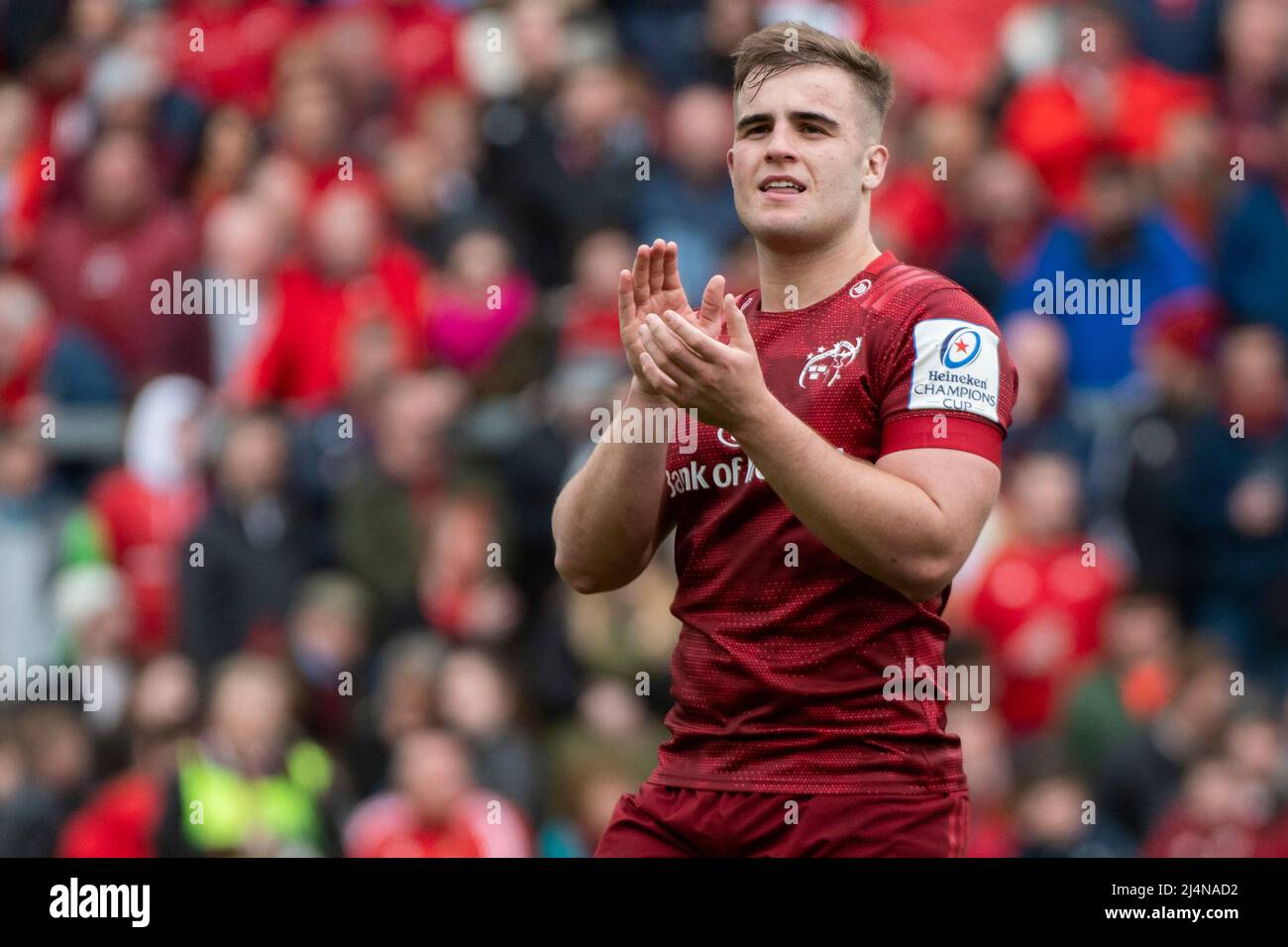 Alex Kendellen of Munster celebrates after the Heineken Champions Cup ...