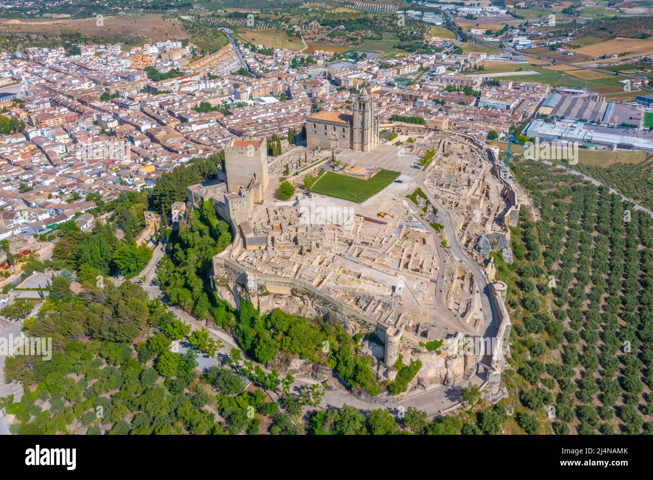 Aerial view of Fortaleza de la Mota at Alcala la Real town in Spain ...