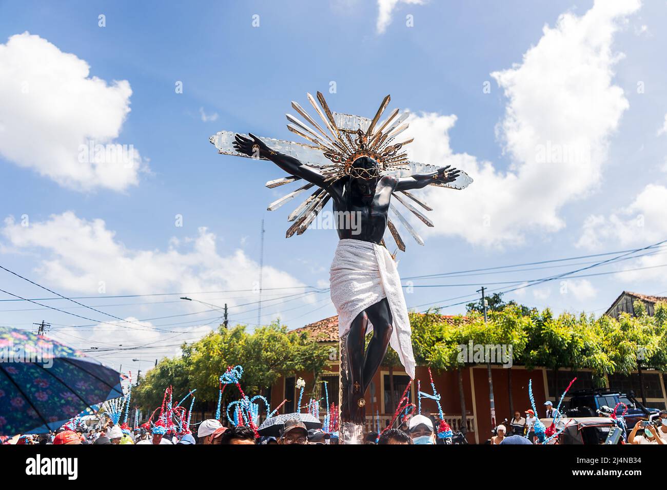 Procession of Jesus Christ touring a city in Nicaragua during Holy Week ...