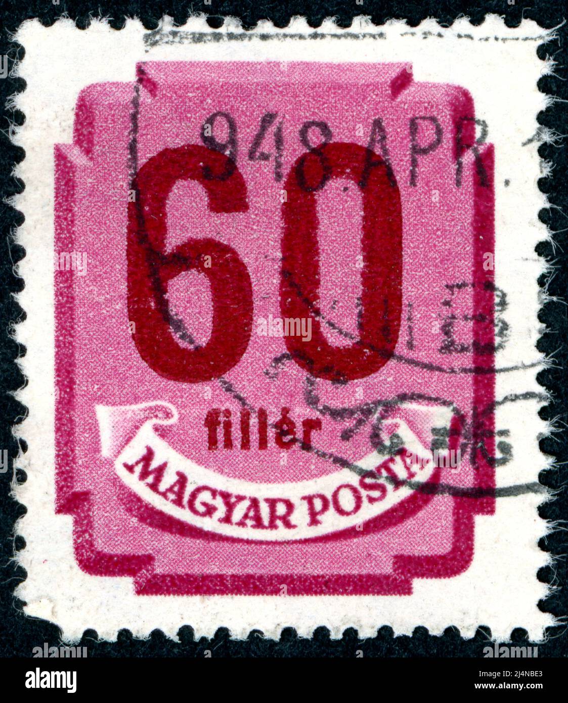 HUNGARY - CIRCA 1946: A stamp printed in Hungary, is depicted porto ...