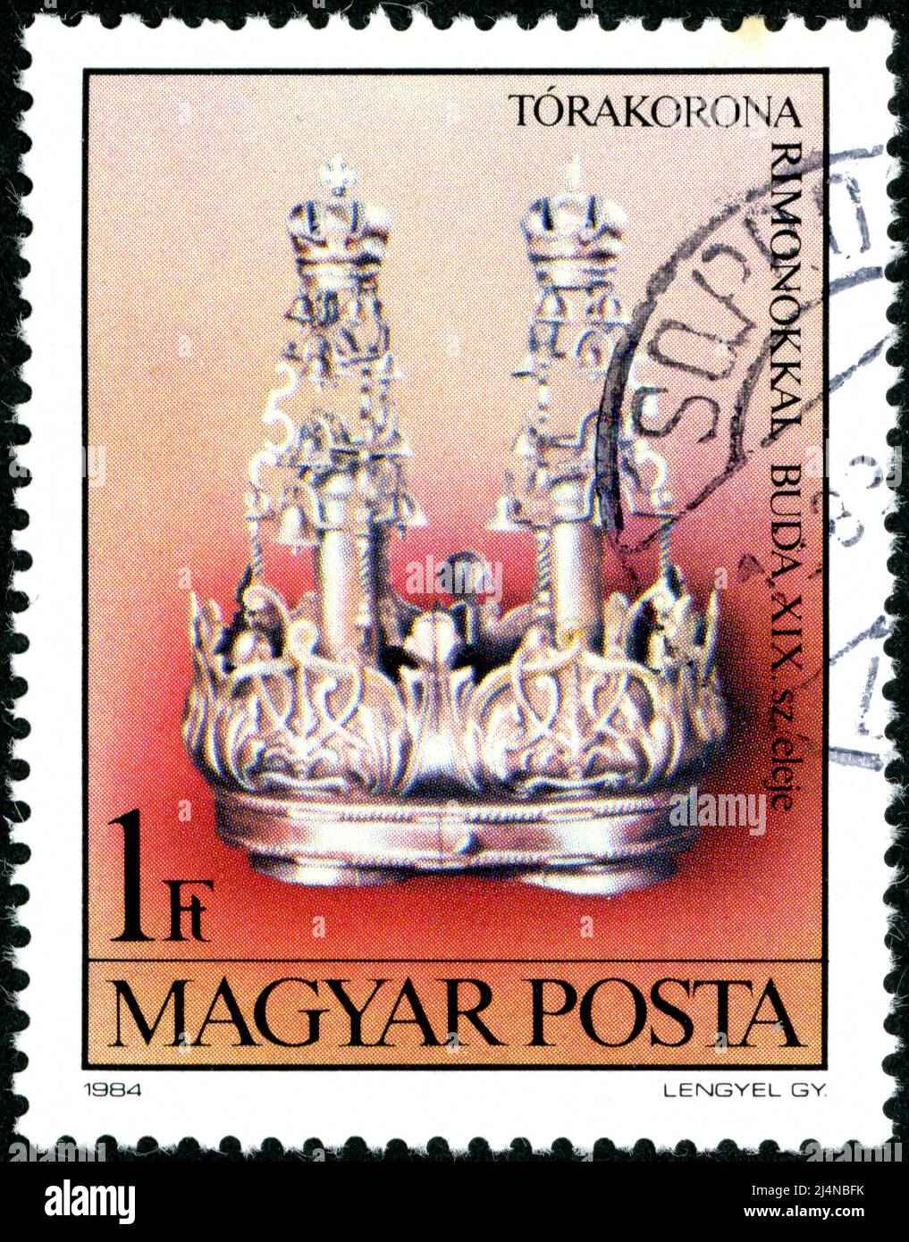 HUNGARY - CIRCA 1984: Postage stamp printed in Hungary, shown Art from ...