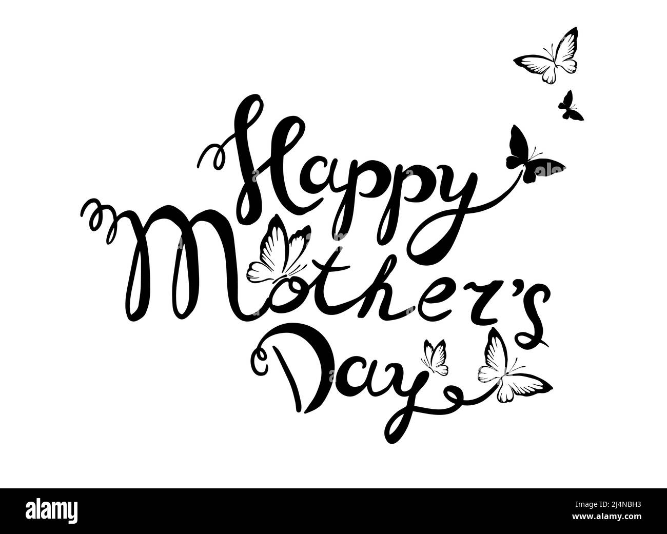Happy Mother's Day handwritten lettering. Continuous line drawing text ...