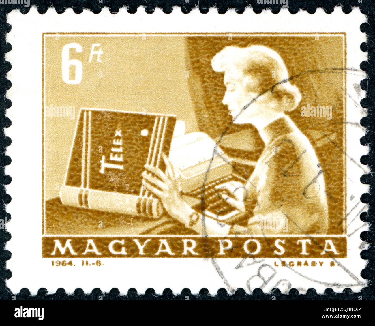 HUNGARY - CIRCA 1964: A stamp printed in Hungary, depicted Woman ...