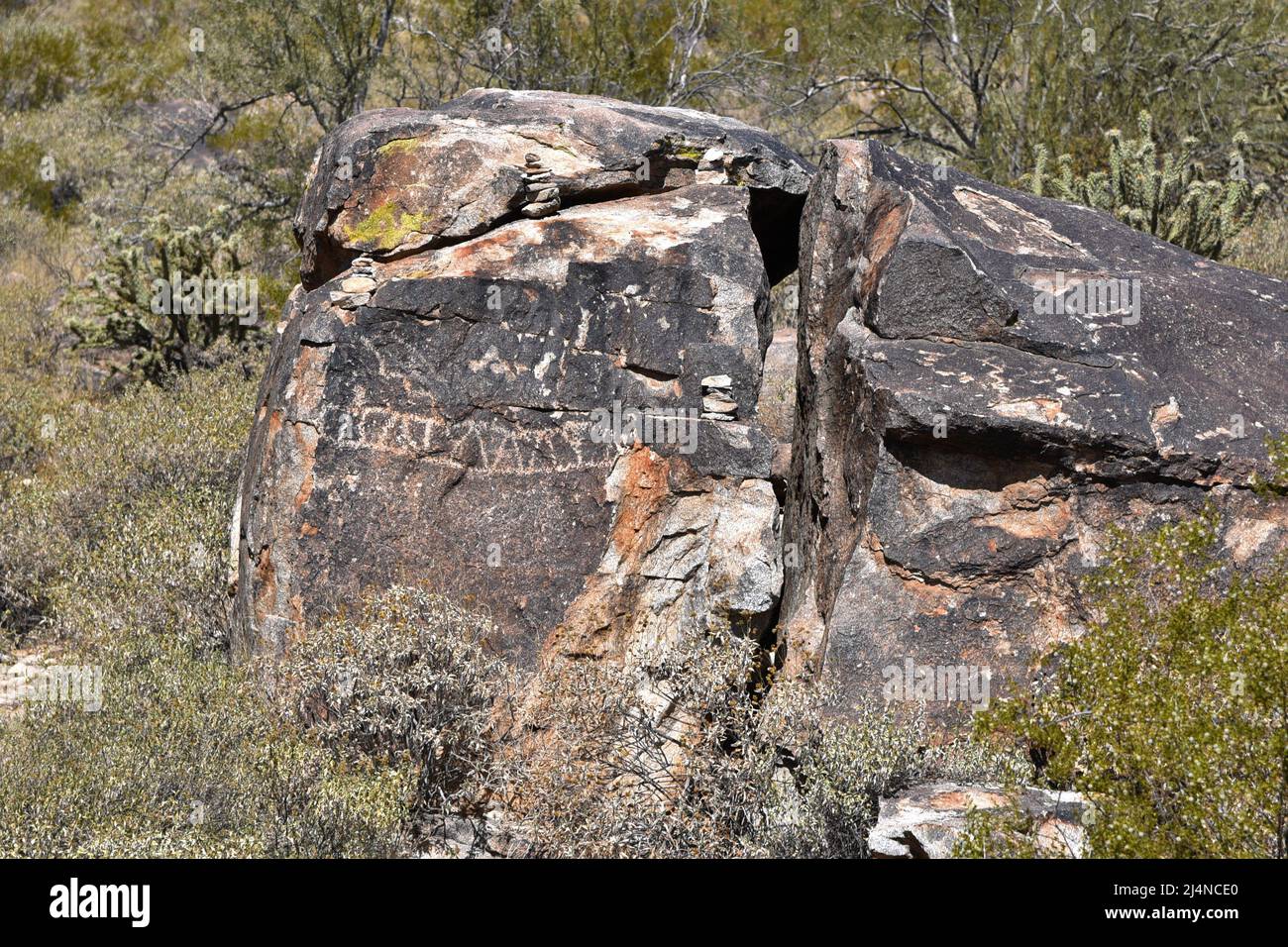 Ancient petroglyphs etched into stone at White Tank Mountain Regional ...