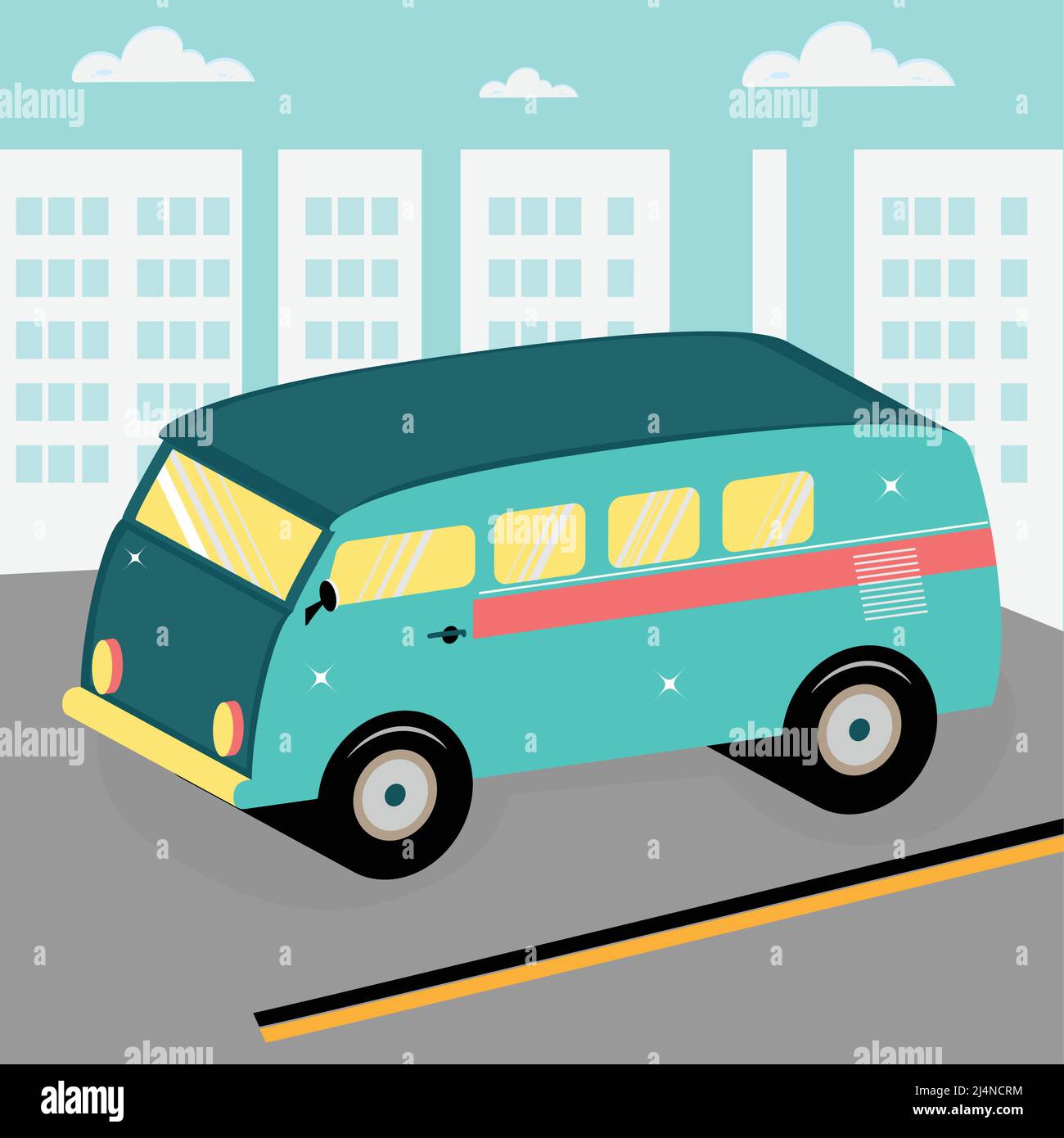 Isolated blue 3d van vehicle on a street Vector Stock Vector Image ...