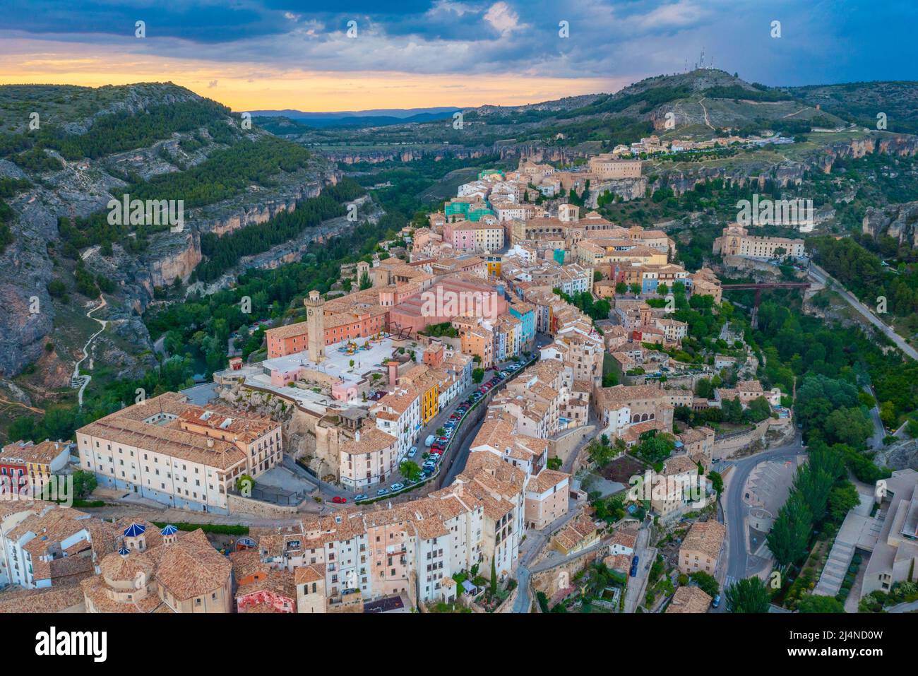 Sunset aerial view of Cuenca in Spain Stock Photo - Alamy