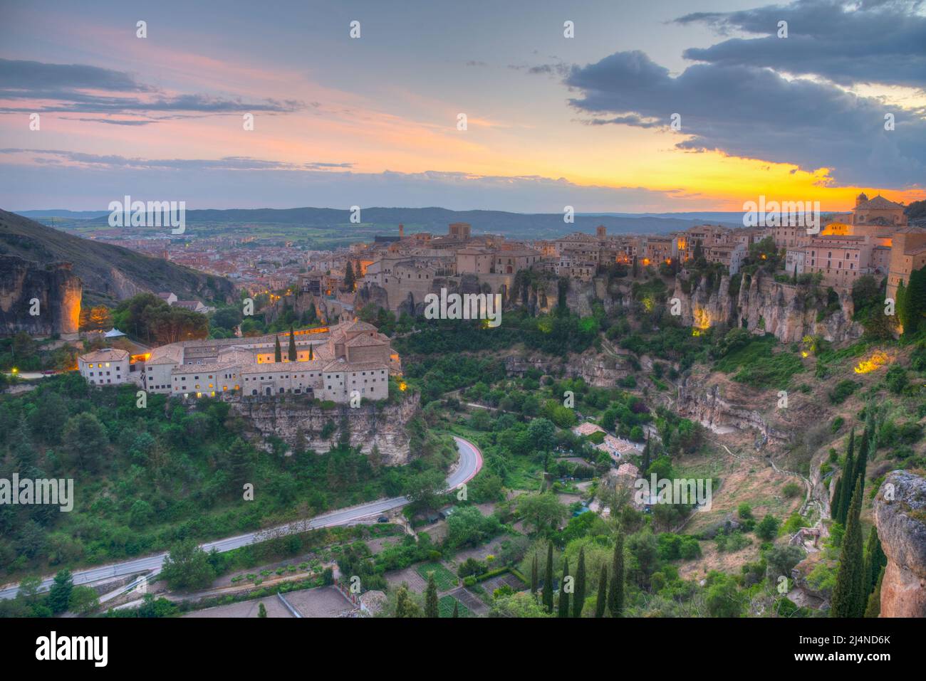 Sunset aerial view of Cuenca in Spain Stock Photo - Alamy
