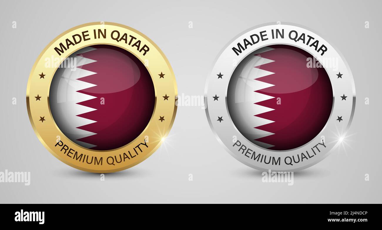 Made in Qatar graphics and labels set. Some elements of impact for the ...