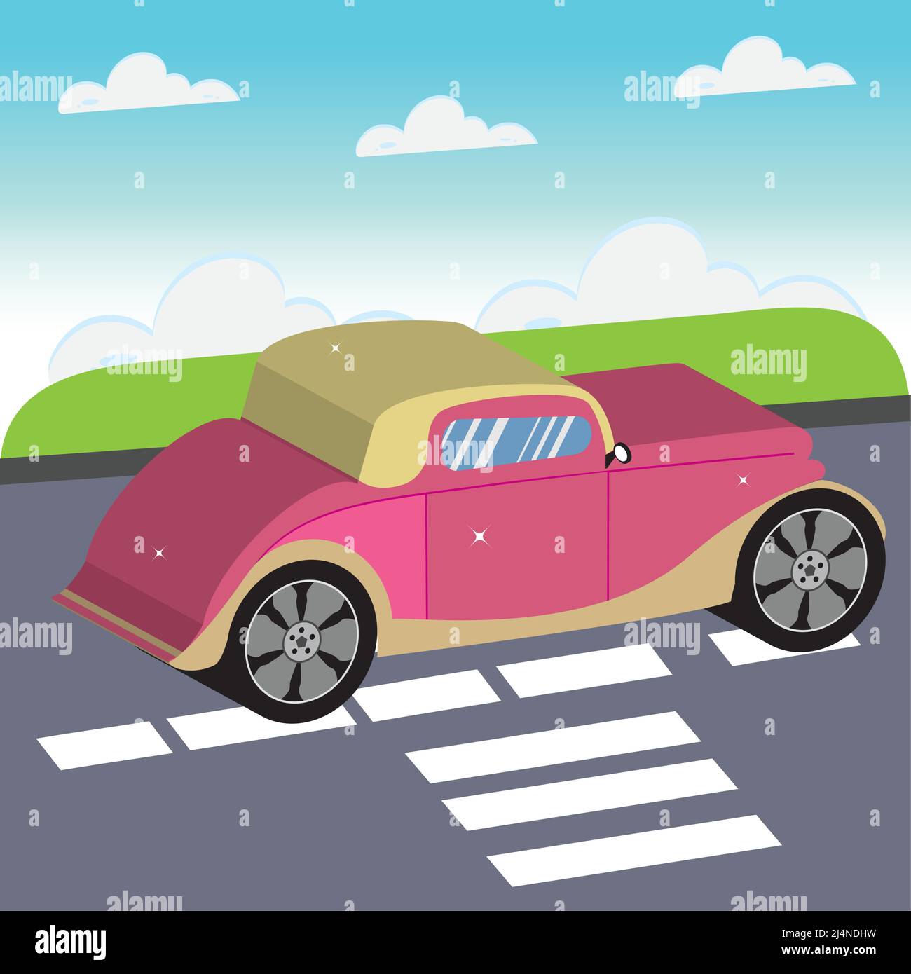 3D car rolling down the street Stock Vector Image & Art - Alamy