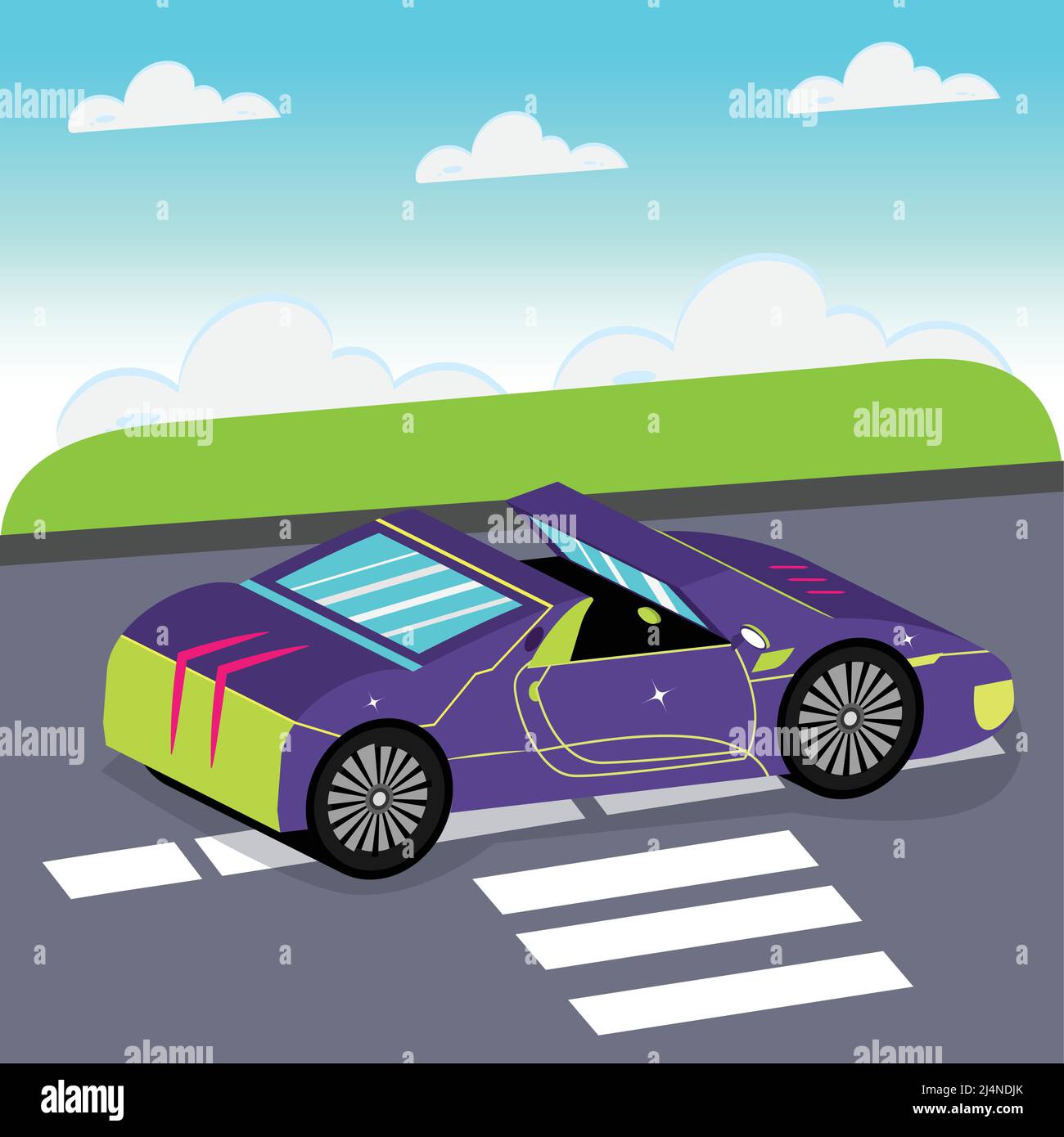 3D car rolling down the street Stock Vector Image & Art - Alamy