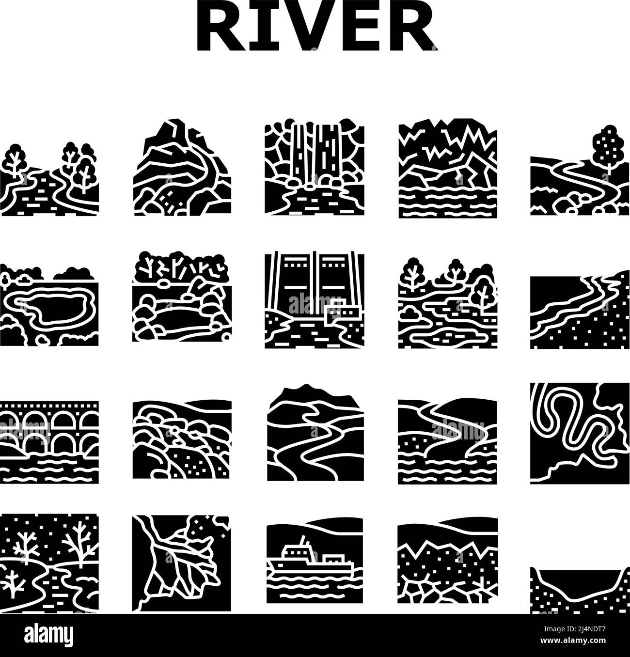 River And Lake Nature Landscape Icons Set Vector Stock Vector Image ... River And Lake Nature Landscape Icons Set Vector Stock Vector Image ...
