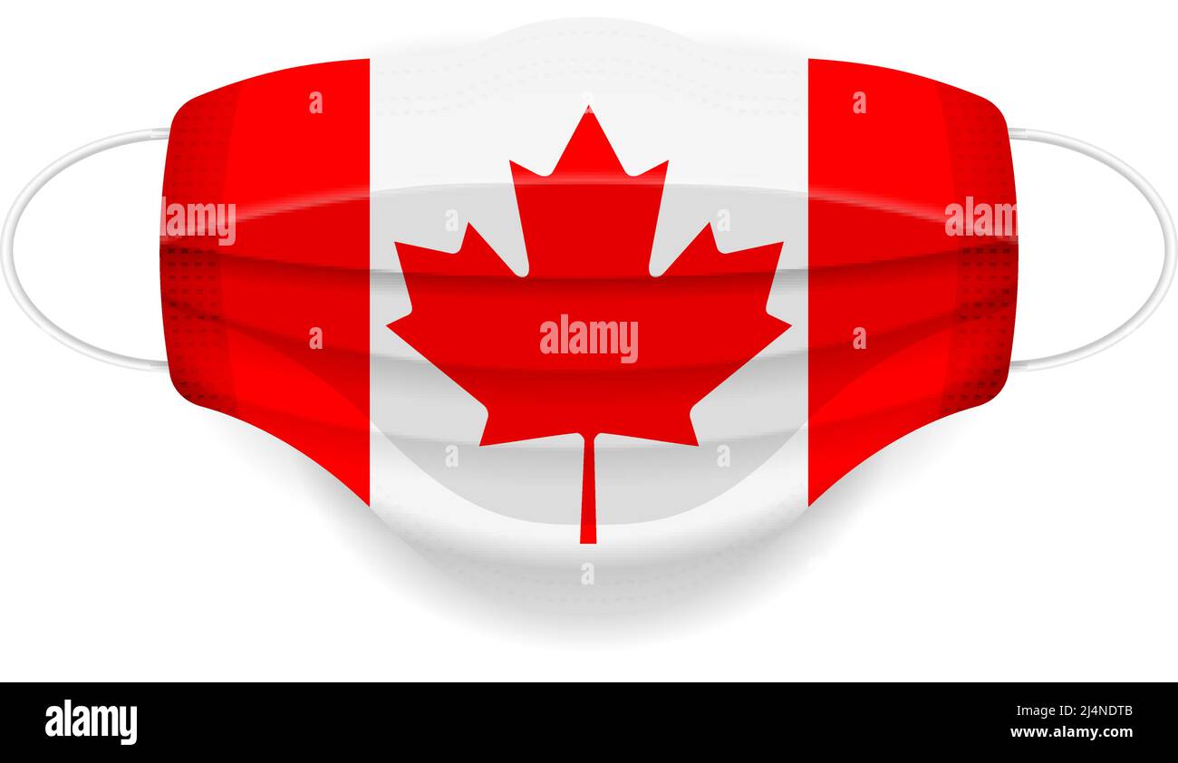 Medical mask Canada flag on a white background. Vector illustration ...