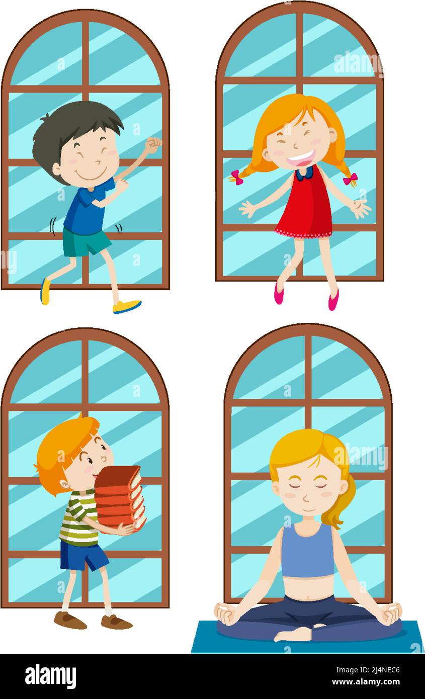 Set of simple kids cartoon characters illustration Stock Vector Image ...