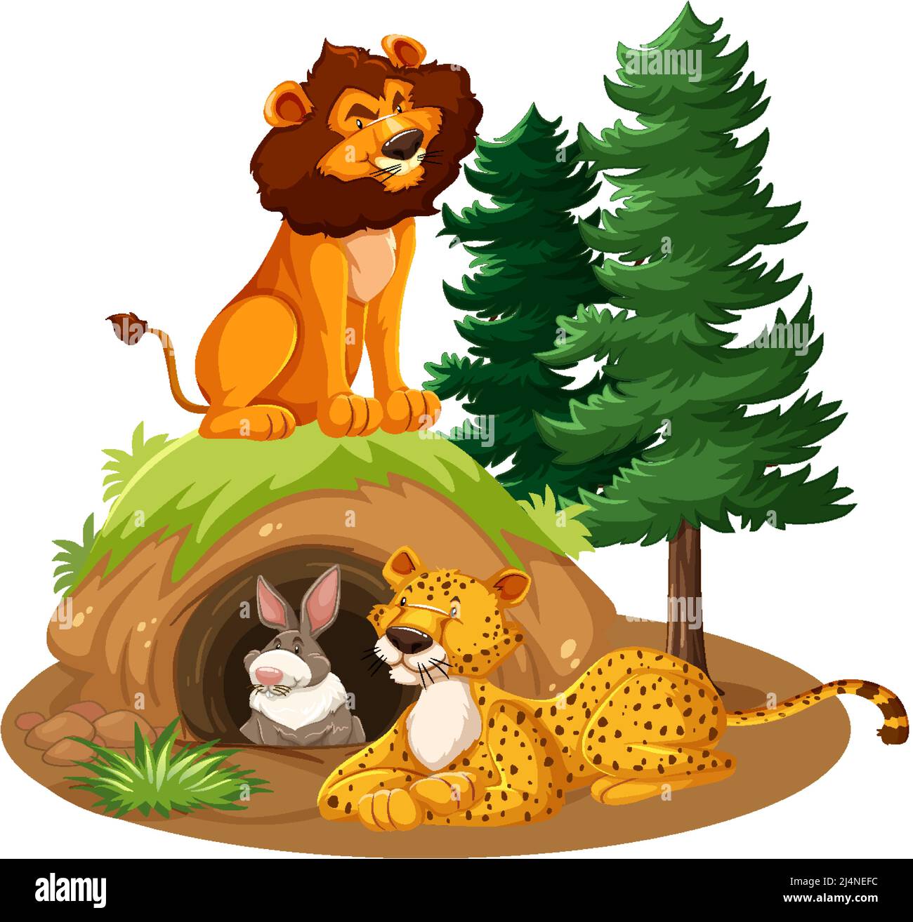 Wild animals cartoon character with burrow illustration Stock Vector ...