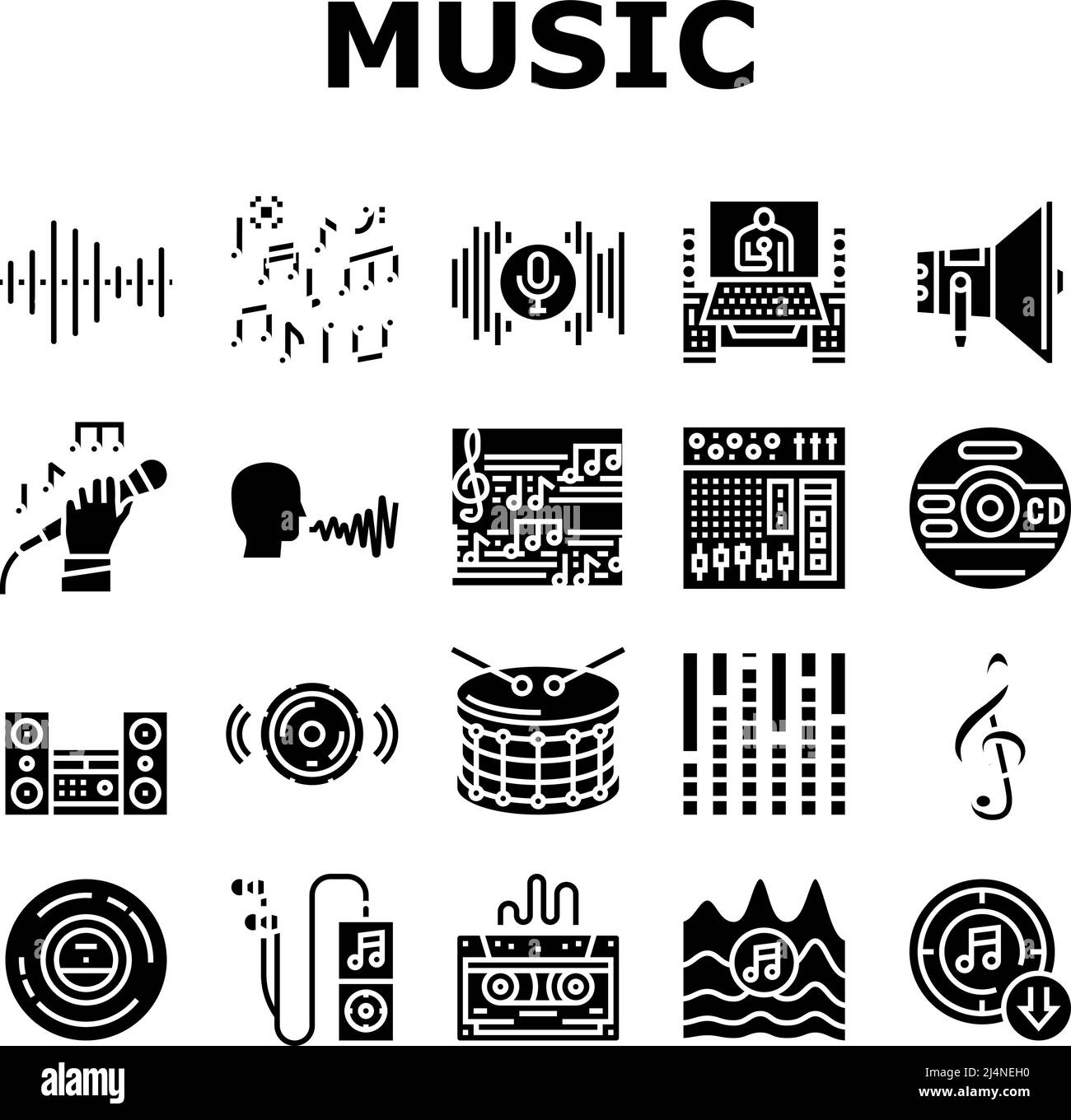 Music Record Studio Equipment Icons Set Vector Stock Vector Image & Art ...