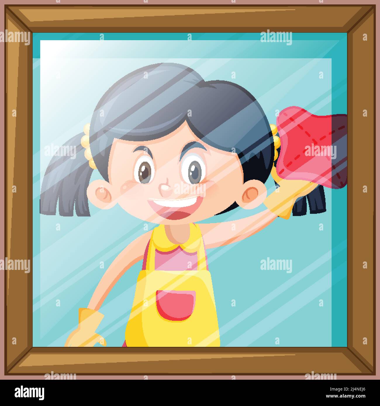 Girl cleaning mirror window illustration Stock Vector Image & Art - Alamy