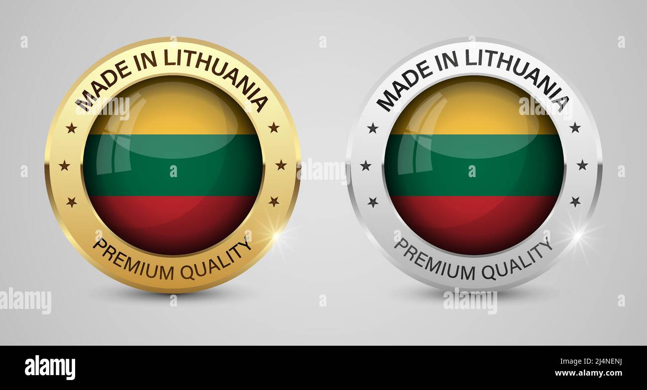 Made in Lithuania graphics and labels set. Some elements of impact for ...